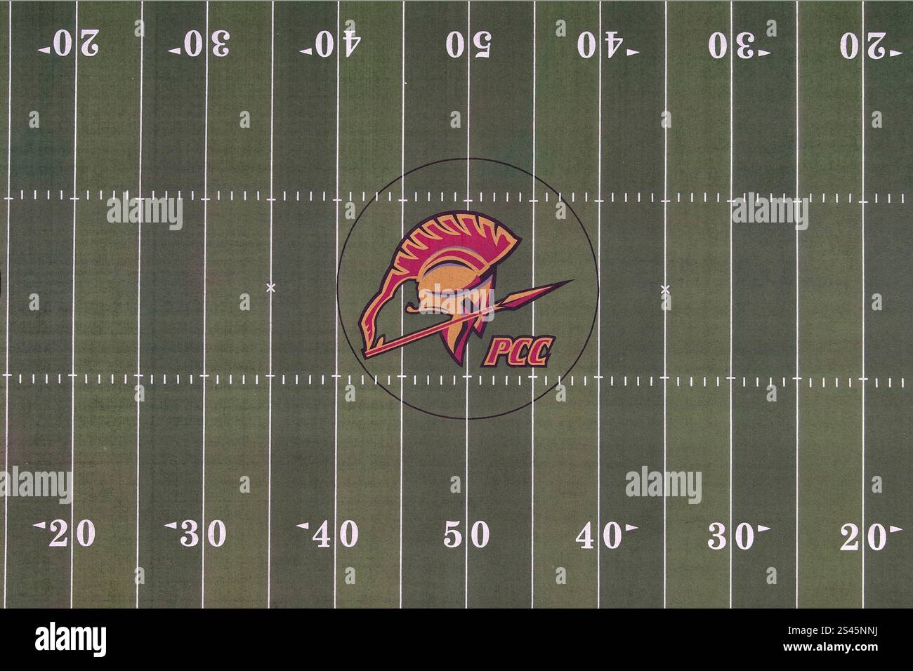 A general overall aerial view of the Pasadena City College Lancers logo ...