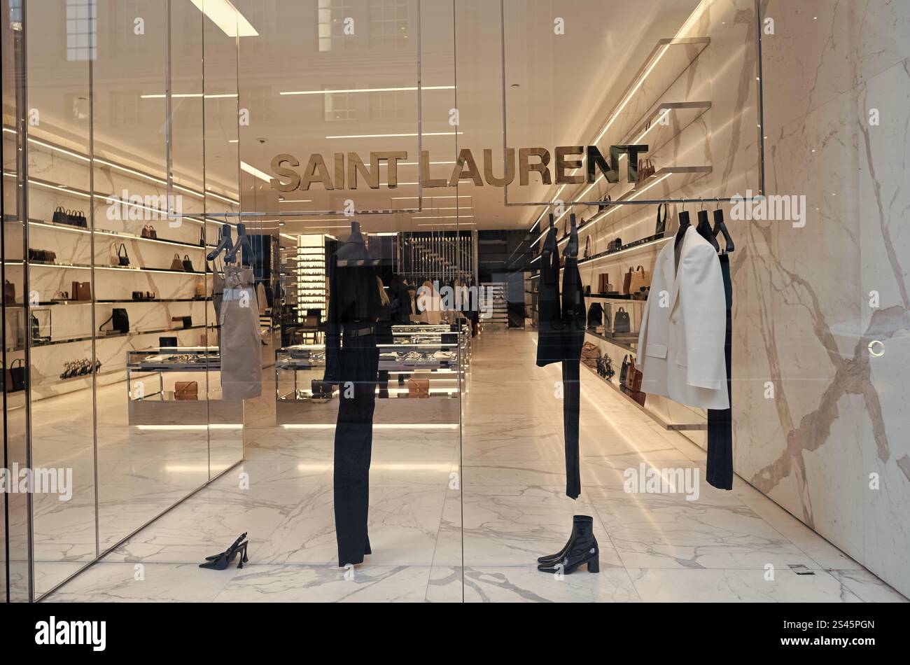 New York City, USA - March 25, 2024: YSL Saint Laurent brand logo at ...