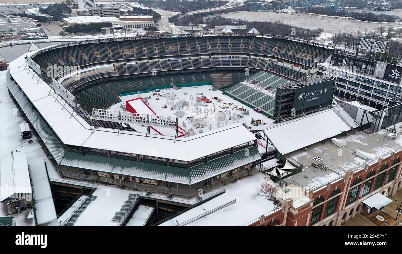 Dallas, Texas, USA. 10th Jan, 2025. An aerial view of Choctaw Stadium ...