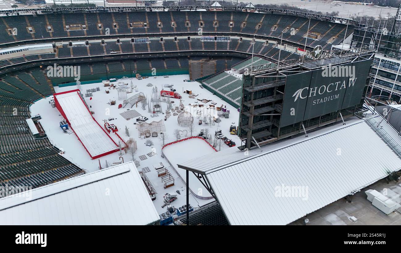 Dallas, Texas, USA. 10th Jan, 2025. An aerial view of Choctaw Stadium ...