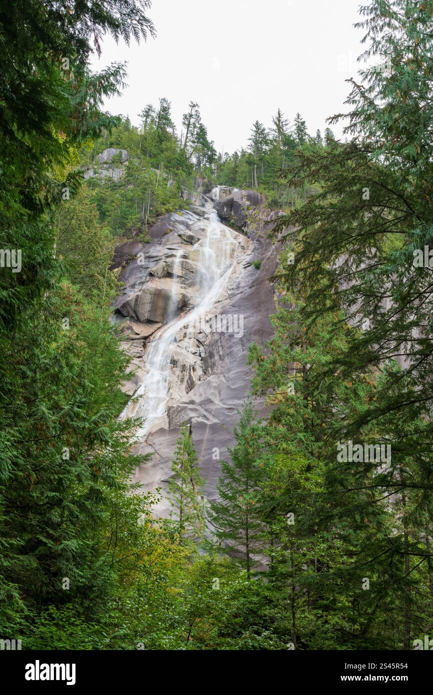 British Columbia's third highest falls, Shannon Falls, tumbles down a ...