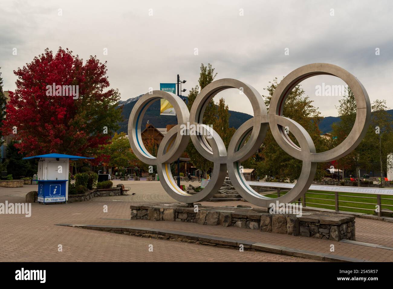 Whistler, BC / Canada - 03 Oct 2024: The 2010 Olympic Rings are seen in ...