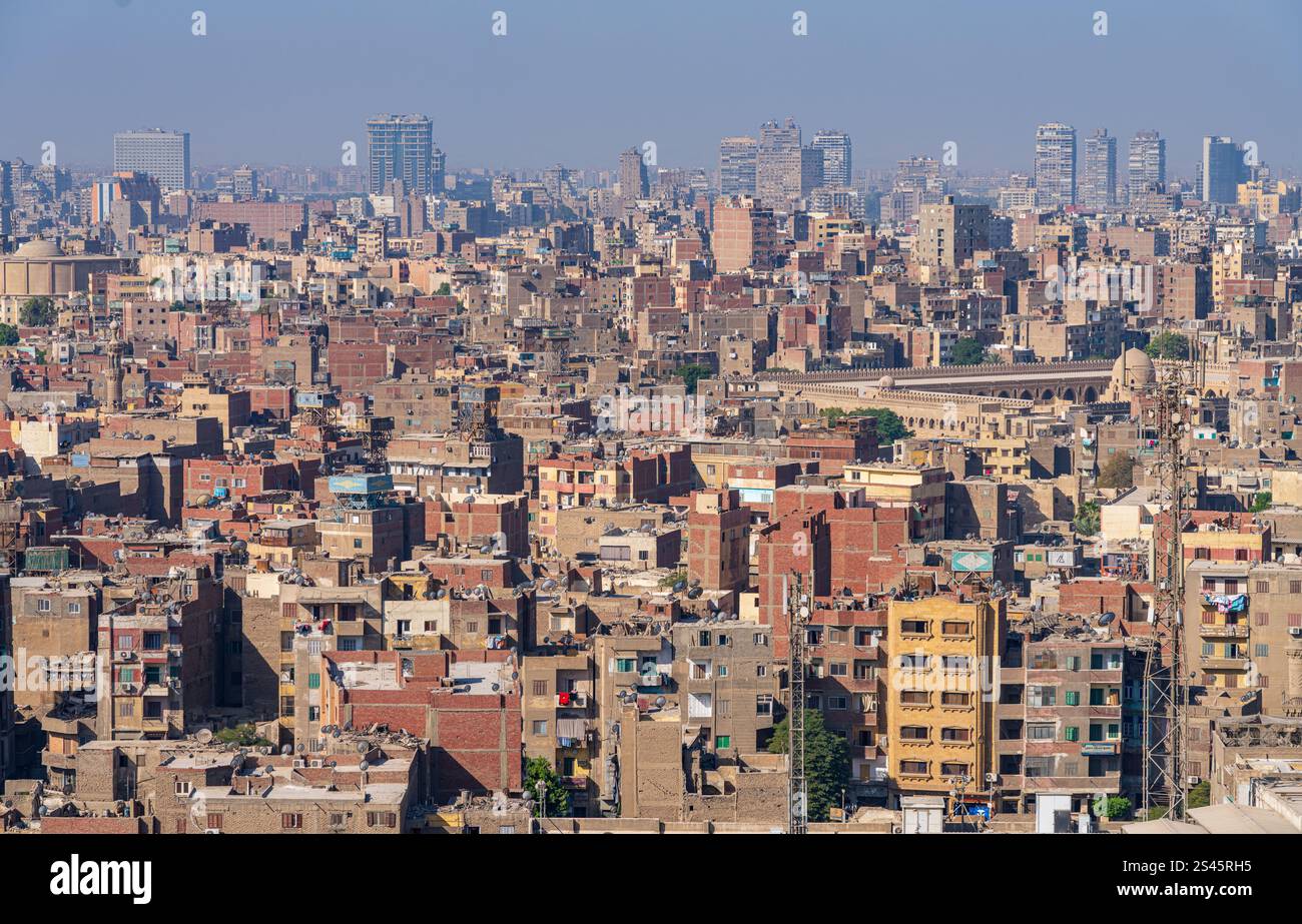 Detailed view of the cityscape and housing of Cairo in Egypt from the ...