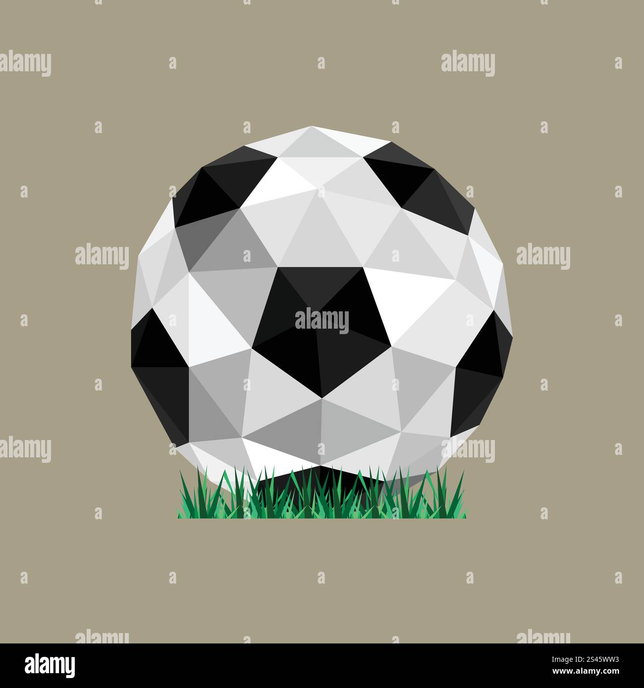 Illustration of abstract paper origami soccer ball stranding on grass ...