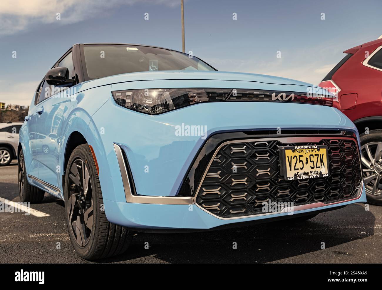 New York City, USA - March 31, 2024: 2024 Kia Soul GT-Line modern blue ...
