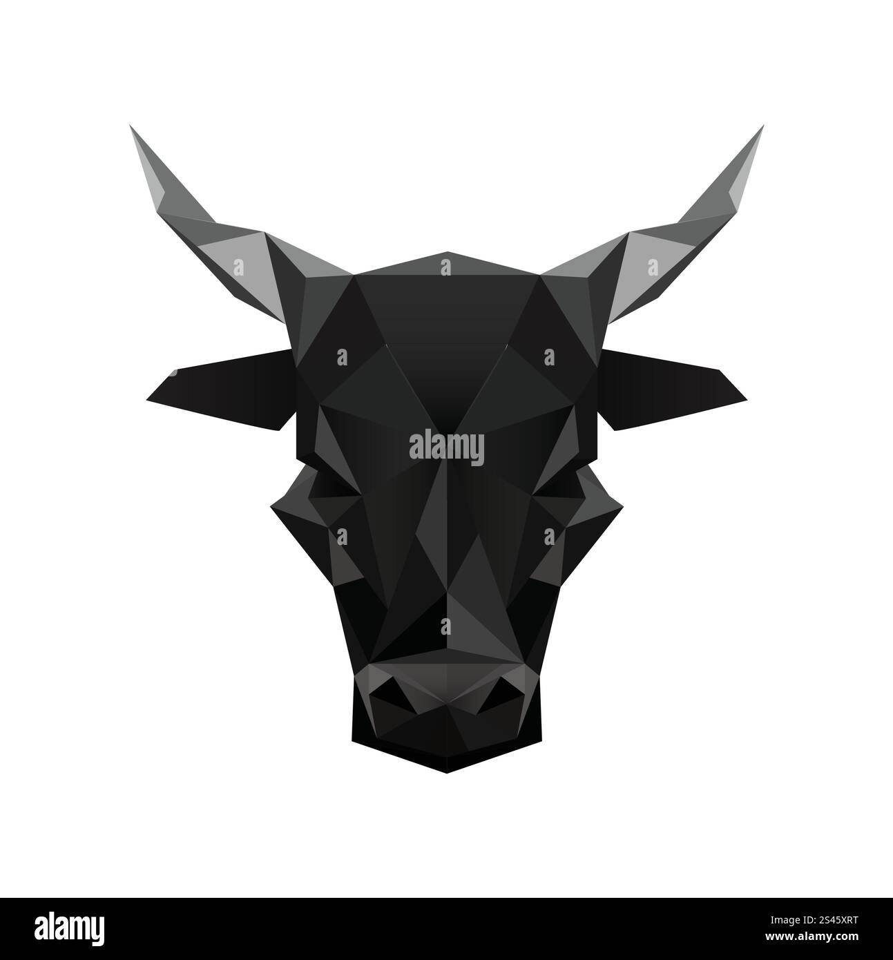 Illustration of black abstract origami bull symbol isolated on white ...