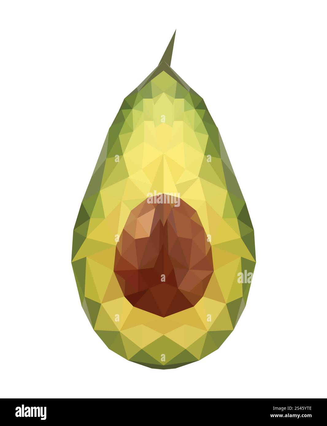 Illustration of geometric polygonal avocado isolated on white ...