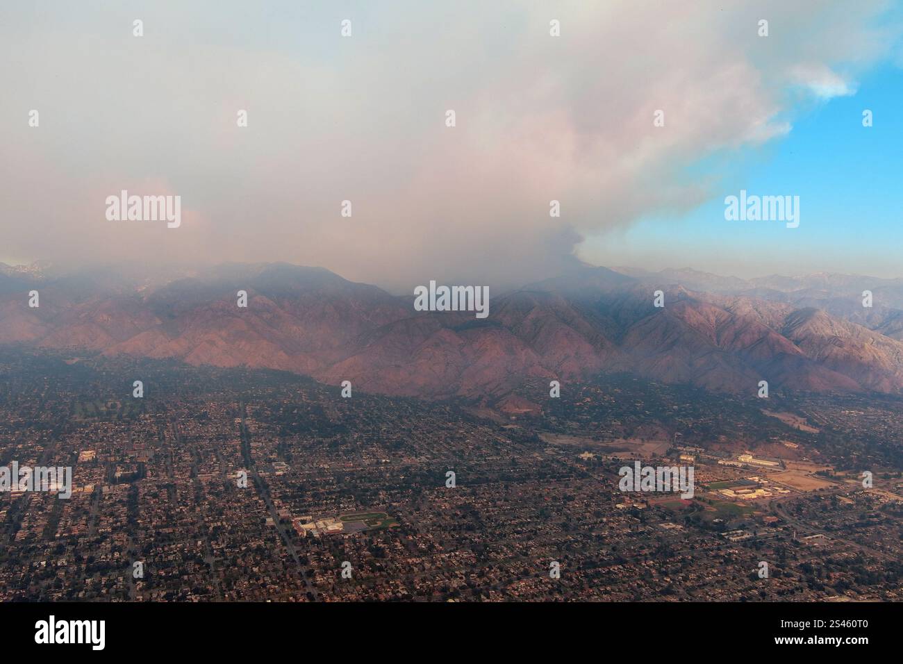 Altadena, United States. 09th Jan, 2025. An aerial view of plumes of ...