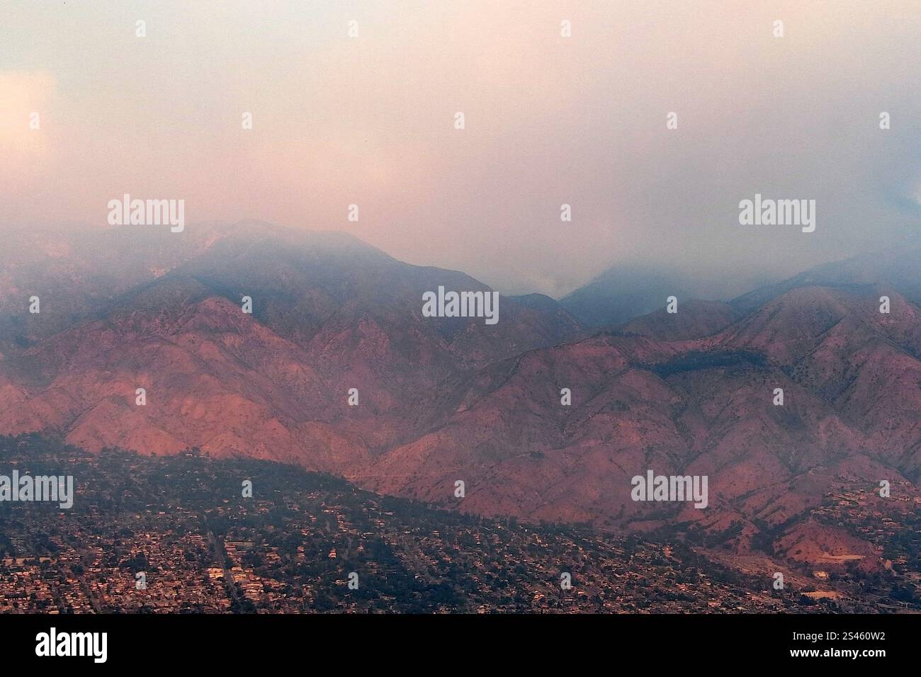 Altadena, United States. 09th Jan, 2025. An aerial view of plumes of ...