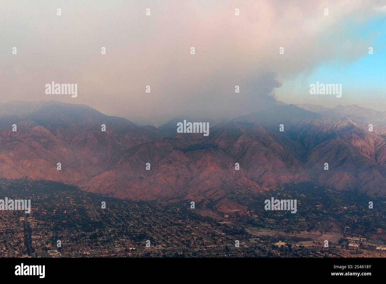 Altadena, United States. 09th Jan, 2025. An aerial view of plumes of ...