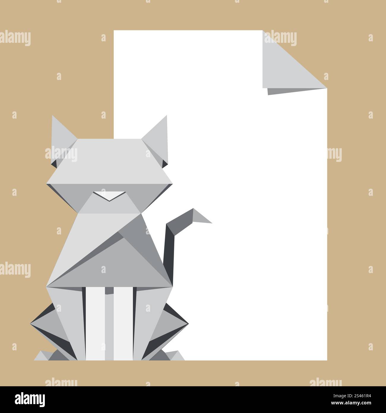 White cat origami with paper note Stock Vector Image & Art - Alamy