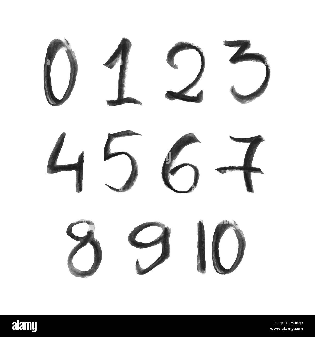 Illustration of hand drawn chalk numbers set isolated on white ...