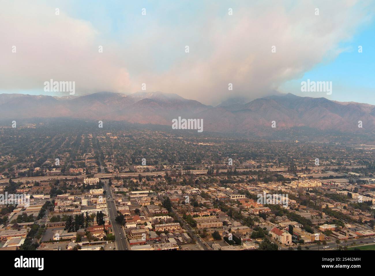 Altadena, United States. 09th Jan, 2025. An aerial view of plumes of ...