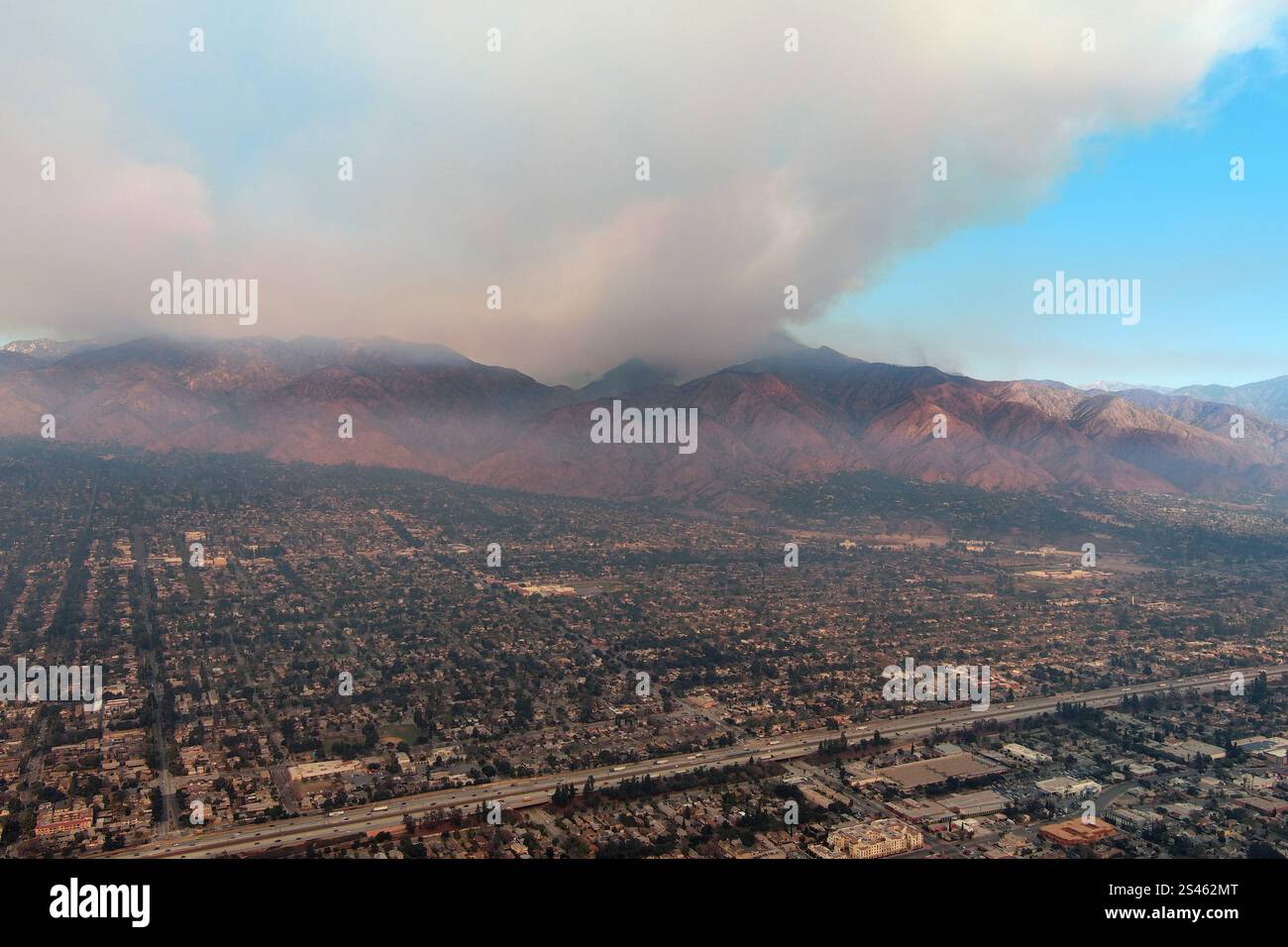 Altadena, United States. 09th Jan, 2025. An aerial view of plumes of ...