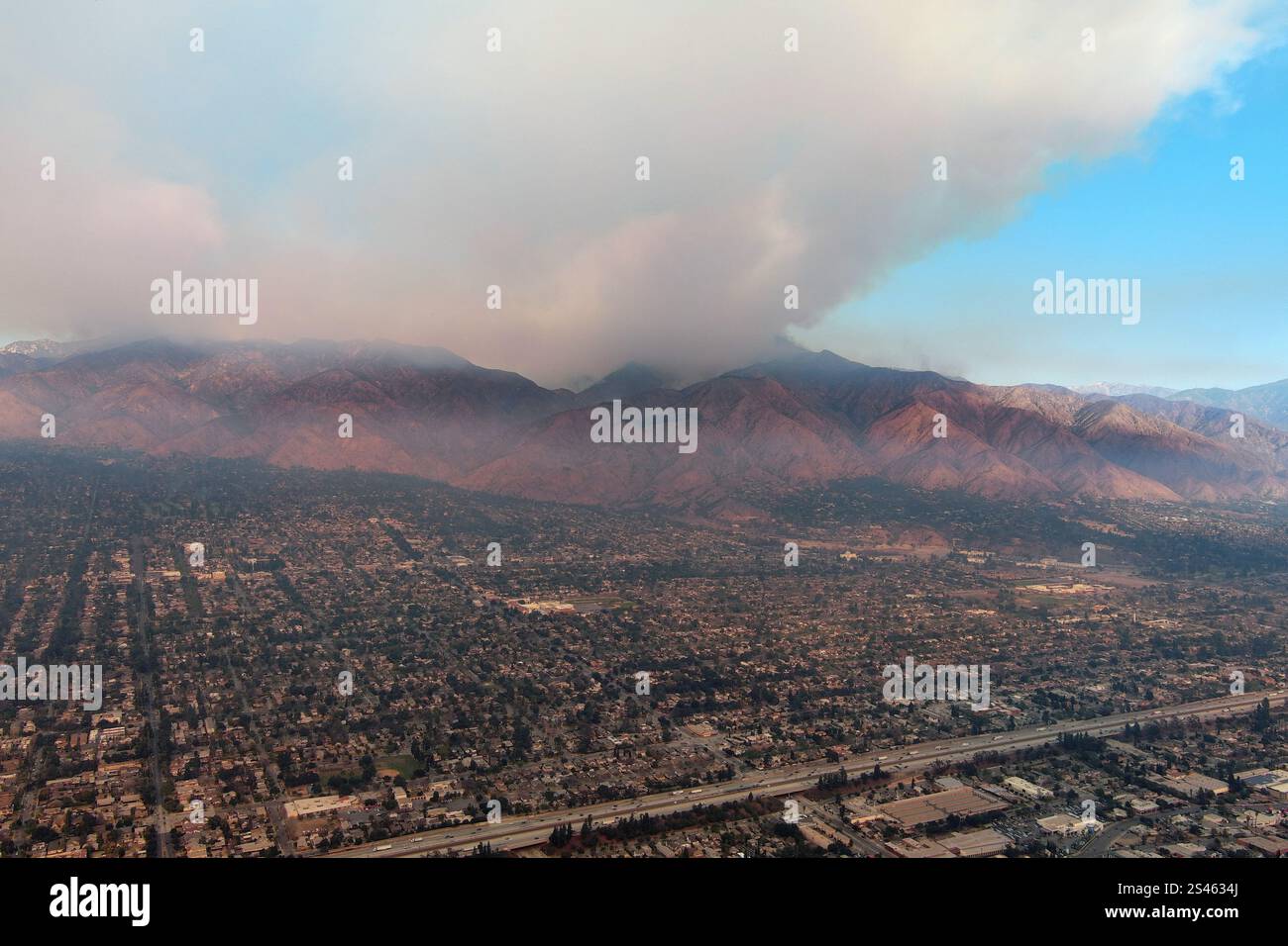 Altadena, United States. 09th Jan, 2025. An aerial view of plumes of ...
