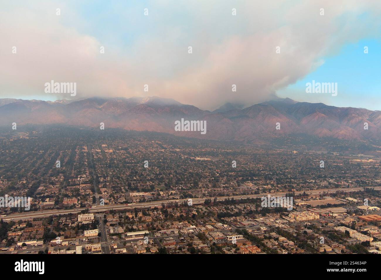 Altadena, United States. 09th Jan, 2025. An aerial view of plumes of ...