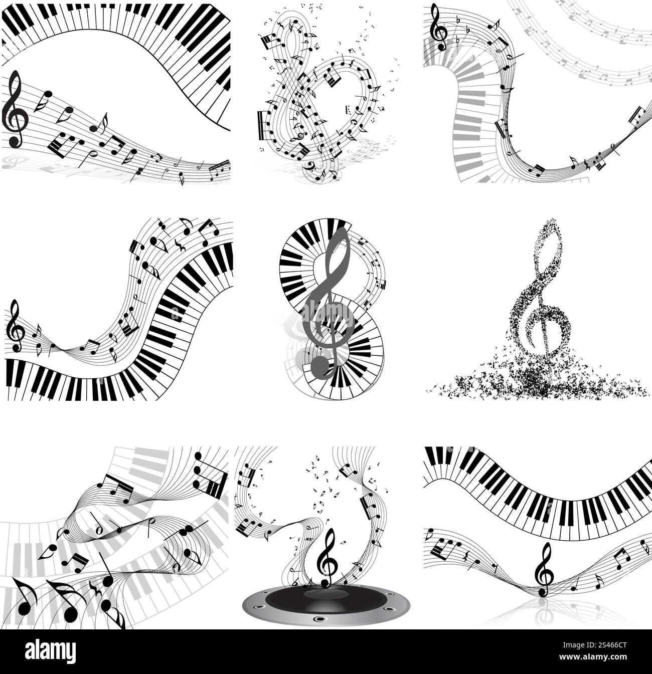 Musical notes staff set. Vector illustration with transparency EPS10 ...