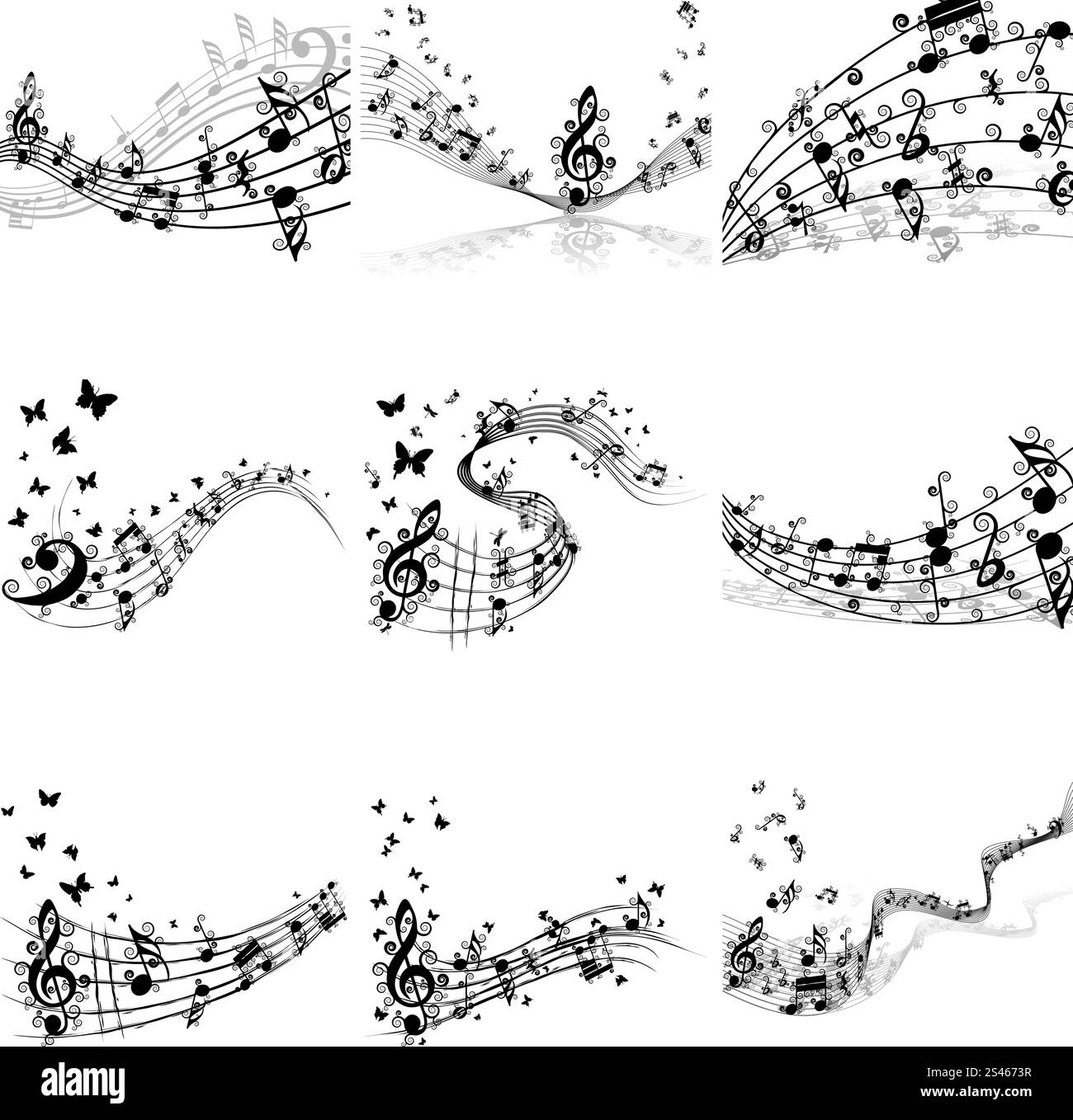 Musical notes staff set. Vector illustration with transparency EPS10 ...