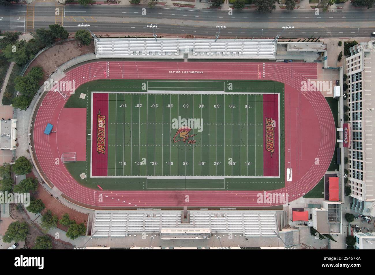 Pasadena, United States. 09th Jan, 2025. A general overall aerial view ...