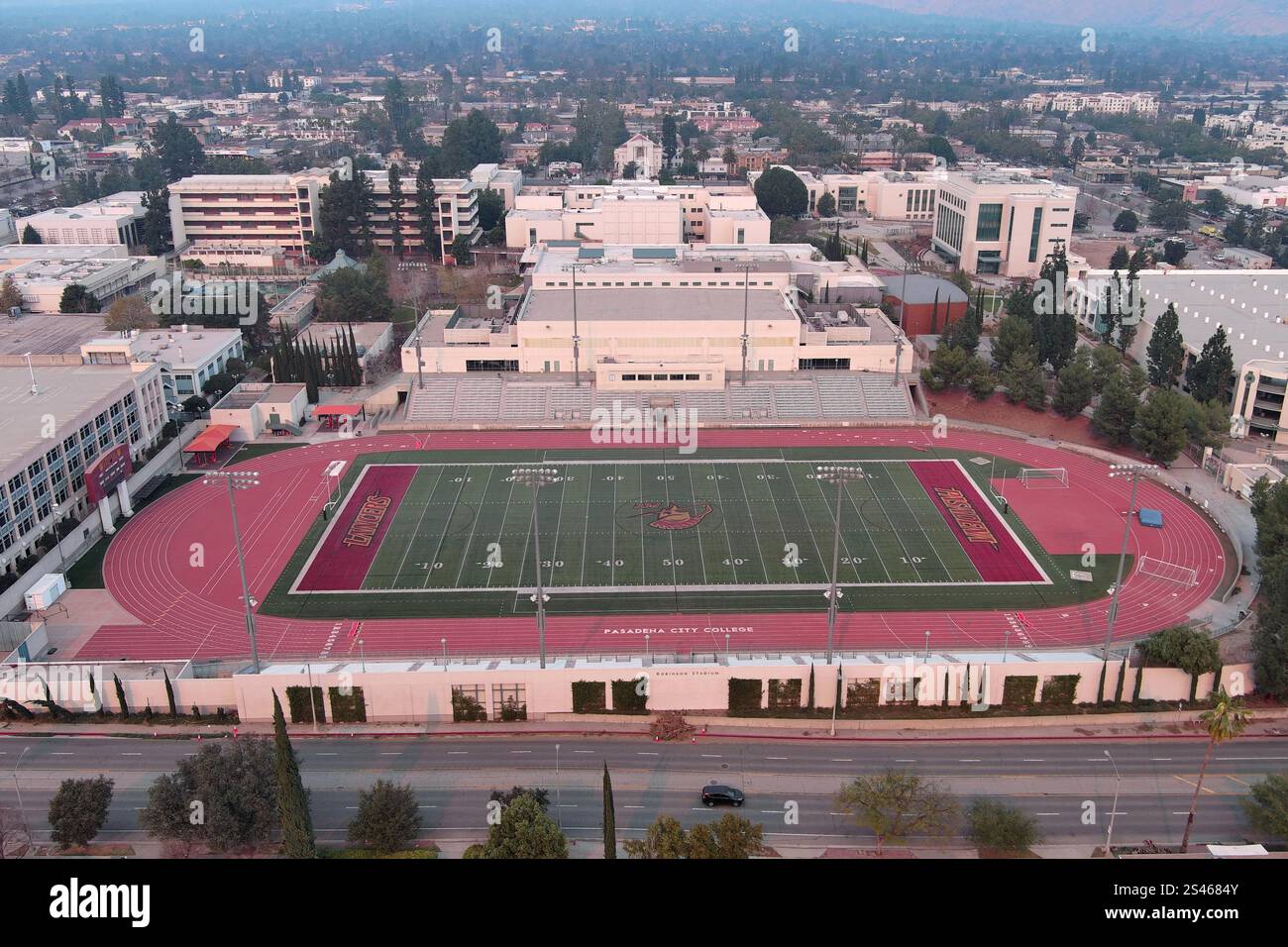 Pasadena, United States. 09th Jan, 2025. A general overall aerial view ...