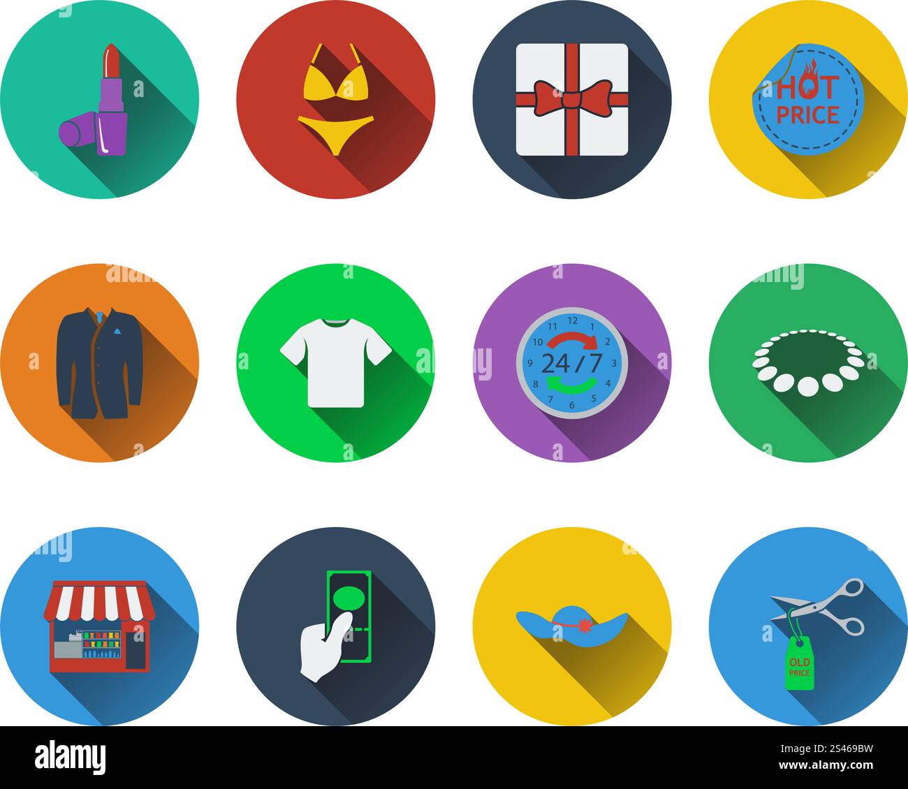 Set of shopping icons in flat design. EPS 10 vector illustration with ...