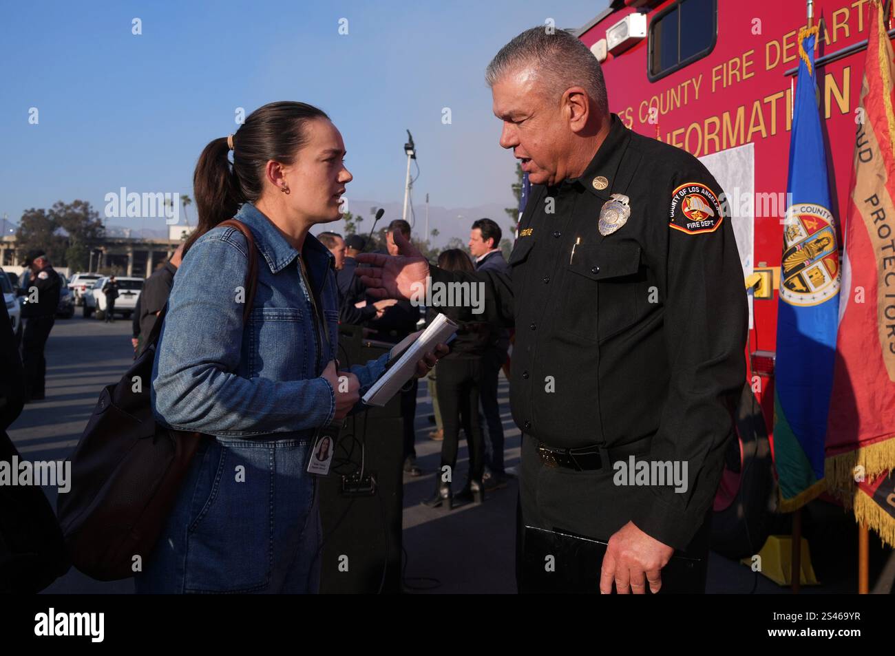Los Angeles Times reporter Grace Toohey (left) interviews Los Angeles ...