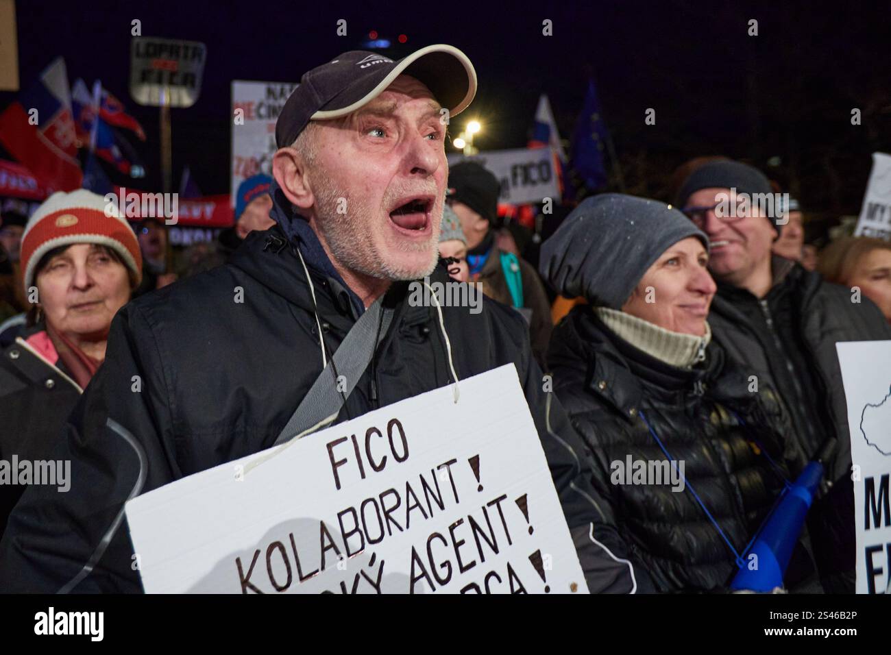 Bratislava, Slovakia. 10th Jan, 2025. Demonstration against direction ...