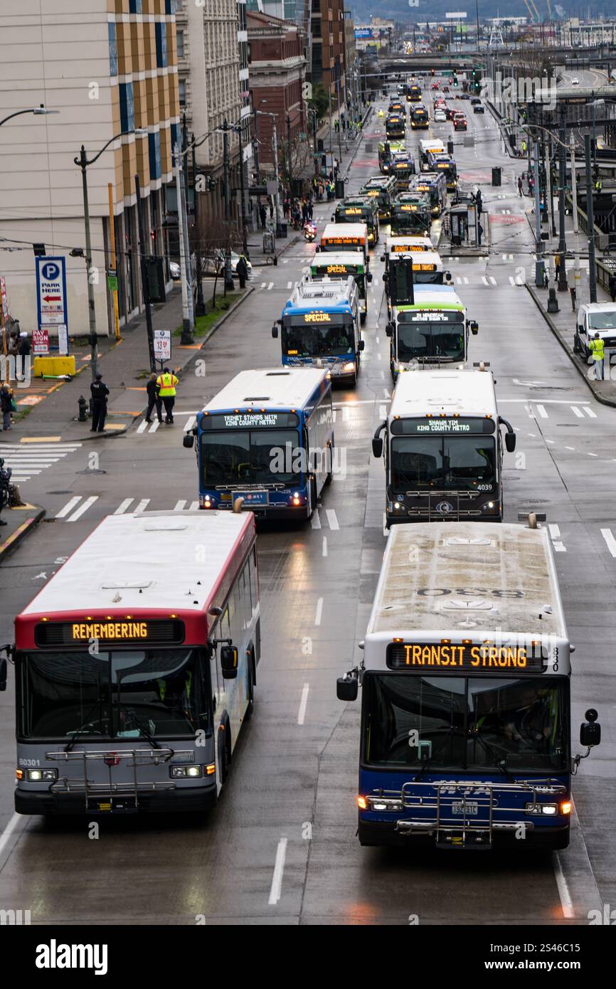 Seattle, USA. 10th Jan, 2025. King County Metro Memorial Procession for ...