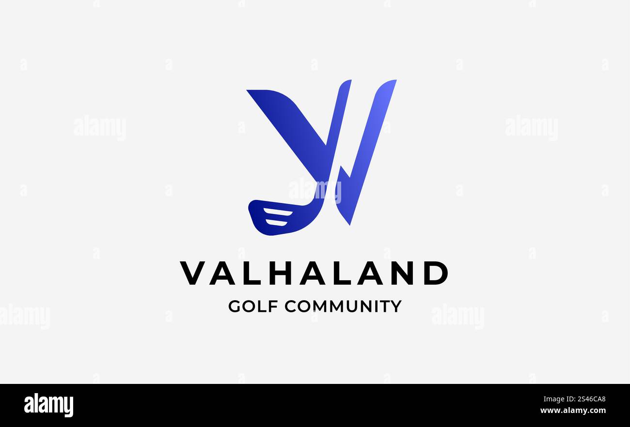Monogram logo design initial V and Golf. Golf ball, golf stick and ...