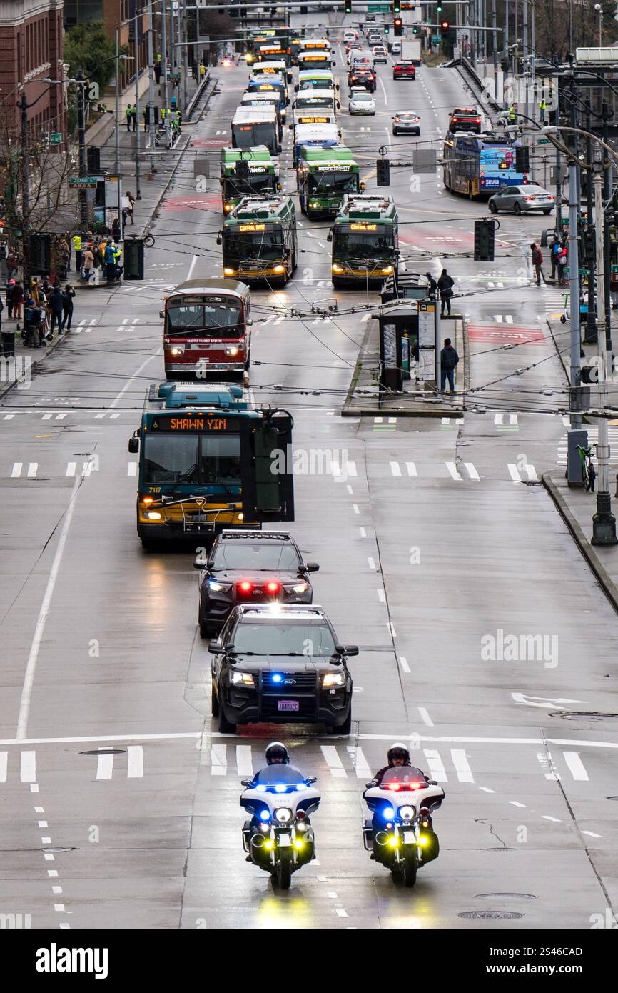 Seattle, USA. 10th Jan, 2025. King County Metro Memorial Procession for ...