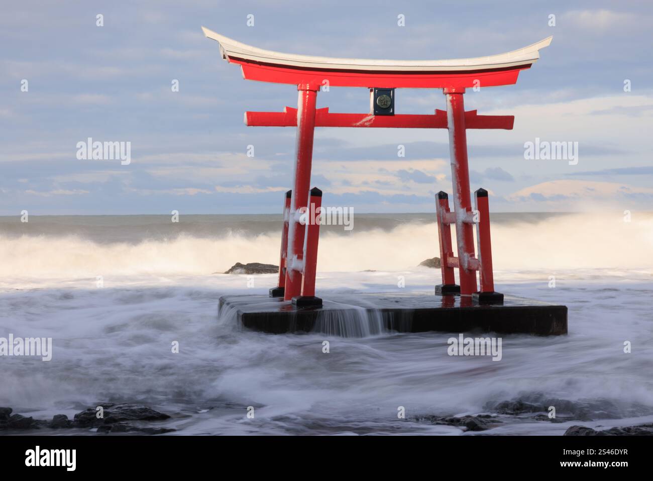 Shinto Gate Shrine in Waves of Sea of Japan Stock Photo - Alamy