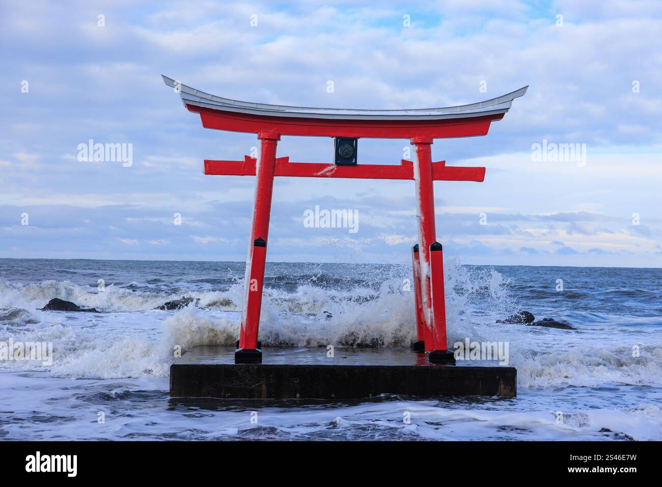 Shinto shrine gate with waves hi-res stock photography and images - Alamy