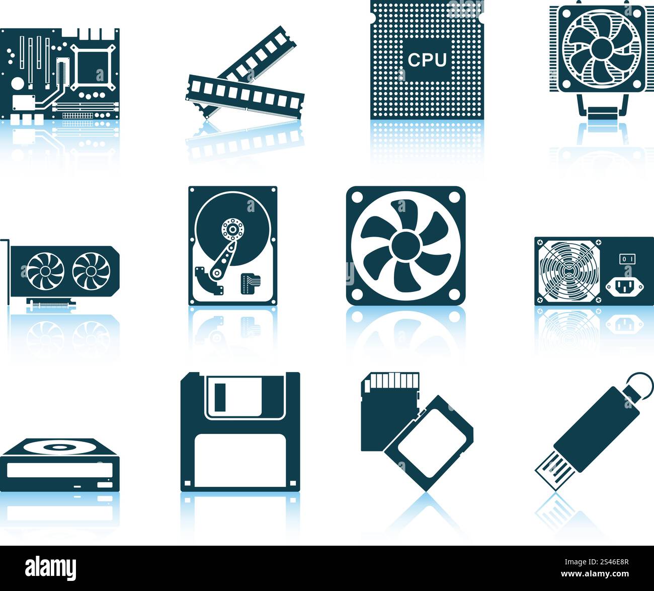 Set of computer hardware icons. EPS 10 vector illustration without transparency Stock Vector ...
