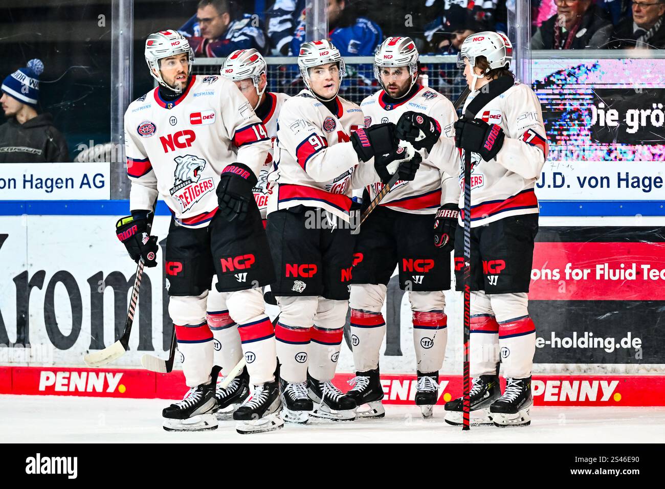 Torjubel, Jubel, Freude bei Torschütze Ryan Stoa (Nuernberg Ice Tigers ...