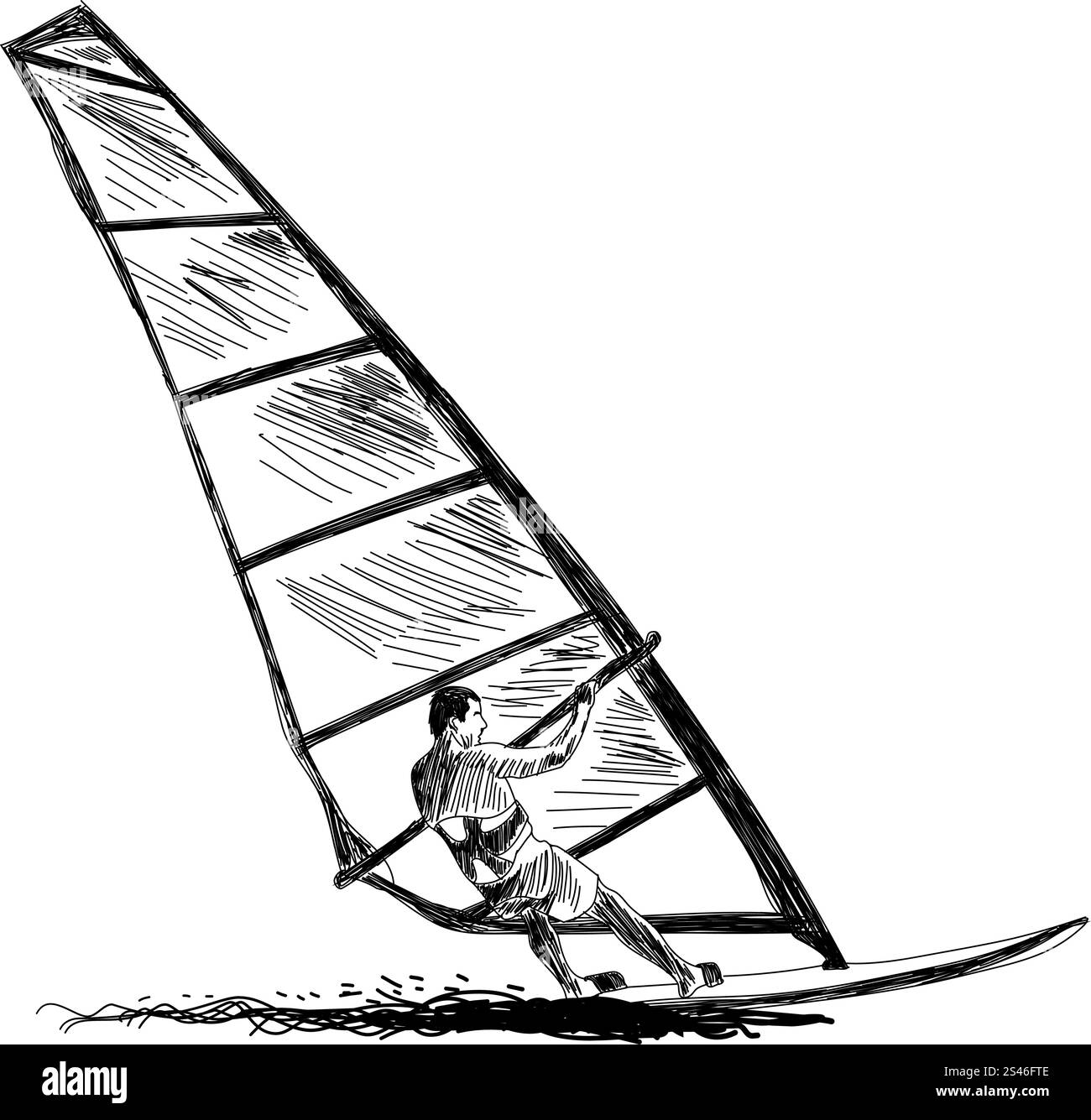 Windsurfing sketch. Vector EPS 10 illustration without transparecy and ...