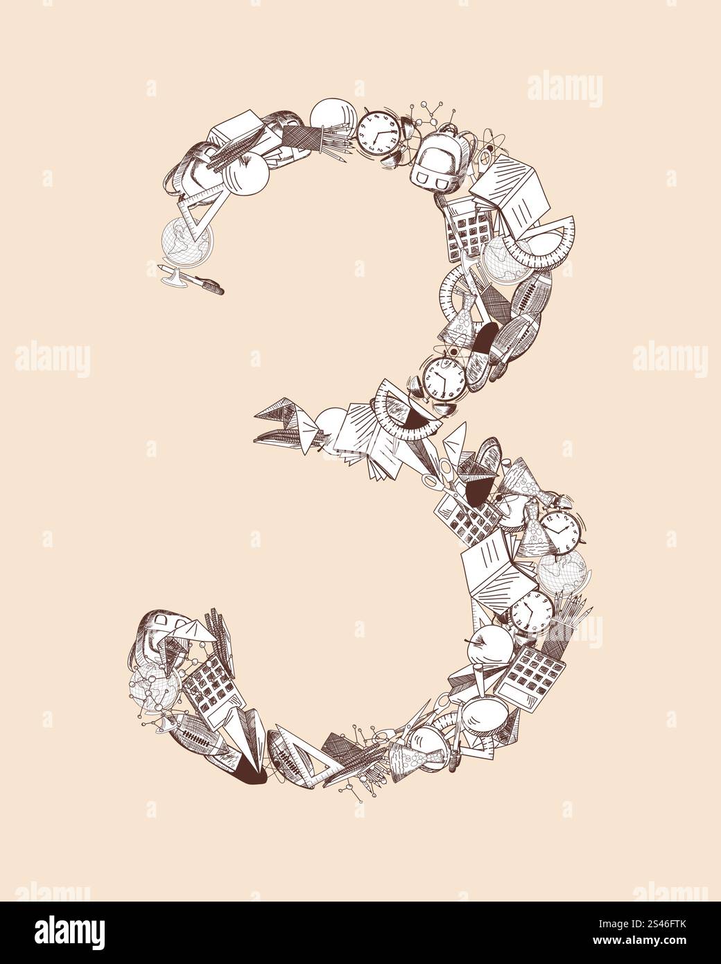 Hand drawn alphabet letter with education theme. EPS 10 vector ...