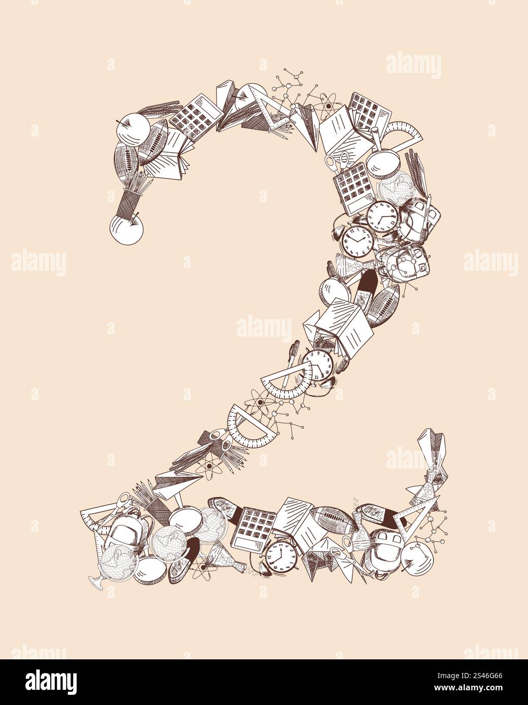 Hand drawn alphabet letter with education theme. EPS 10 vector ...