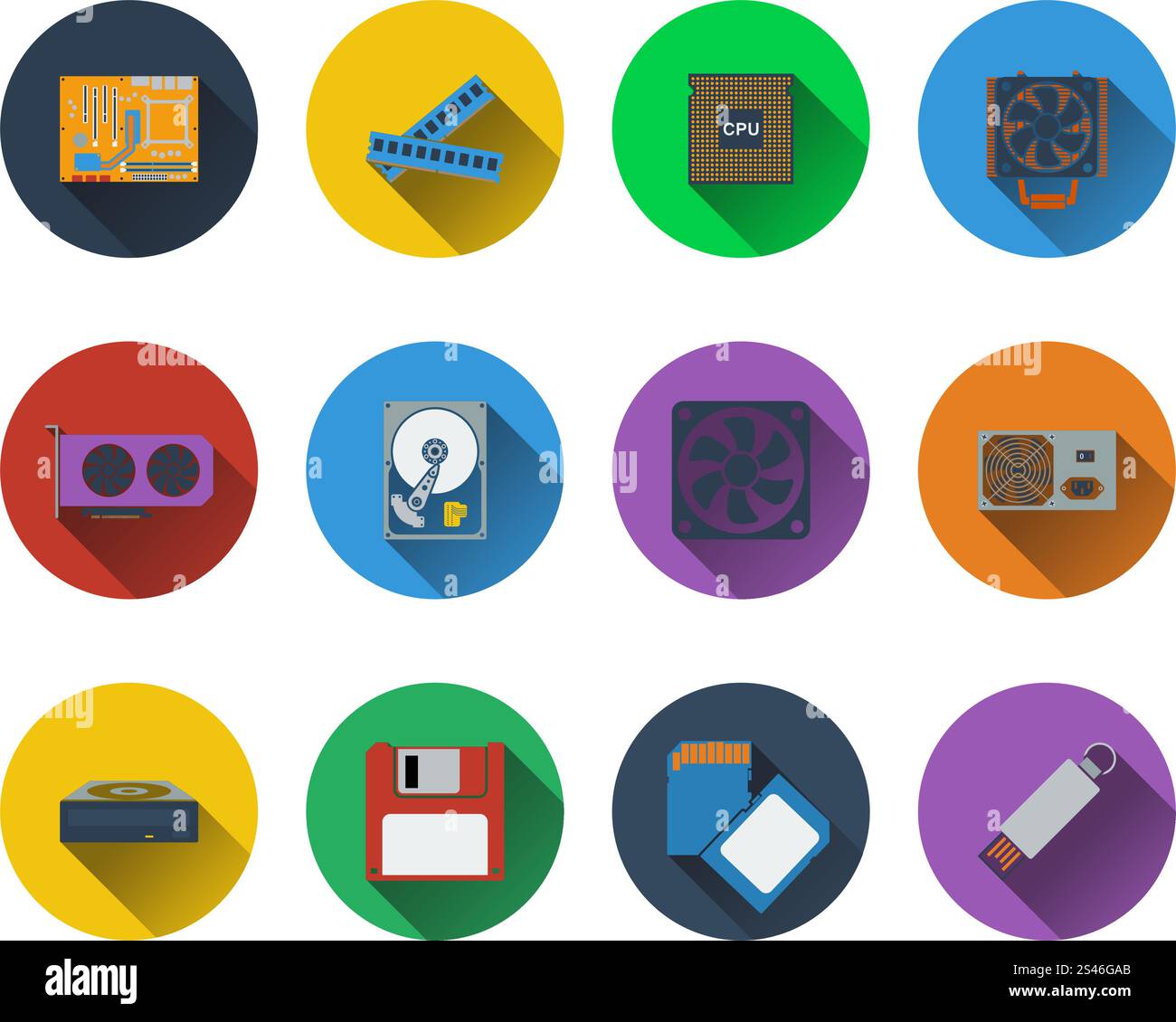 Set of computer hardware icons in flat design Stock Vector Image & Art ...