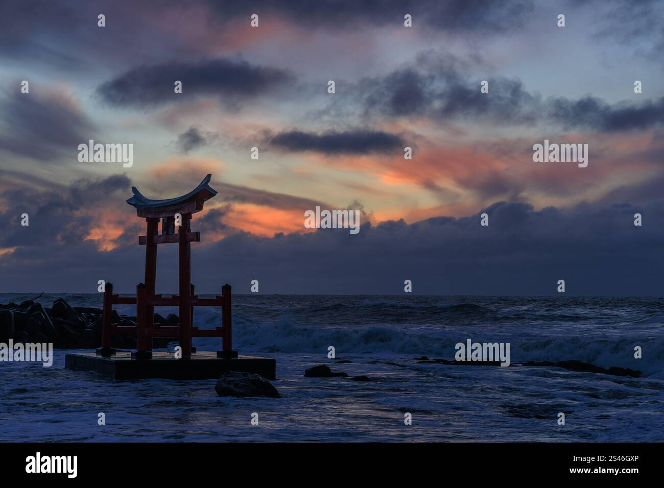 Sunset at Japanese Shinto Gate Shrine Stock Photo - Alamy