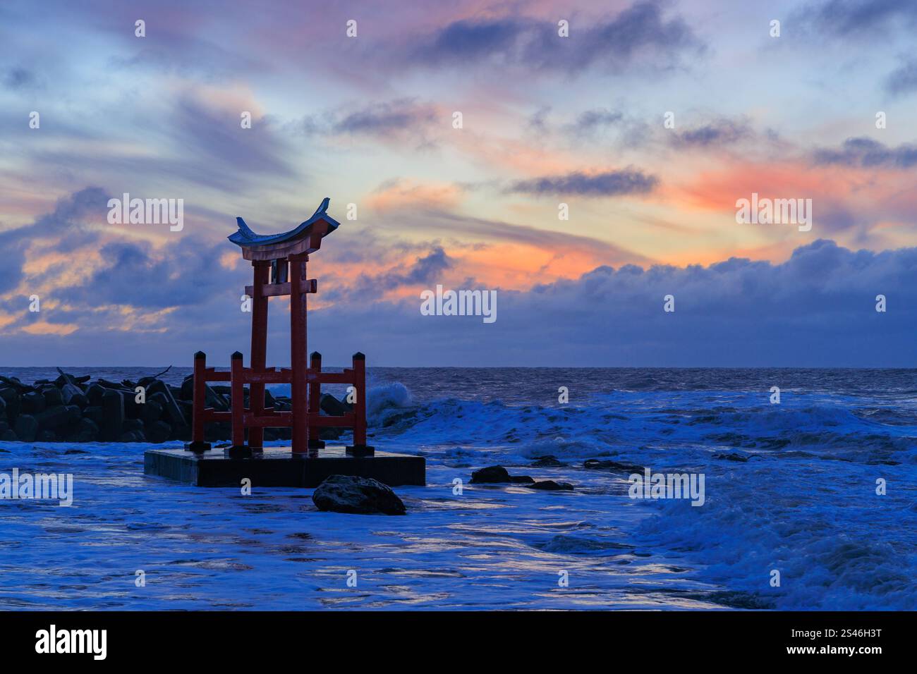 Sunset at Japanese Shinto Gate Shrine Stock Photo - Alamy