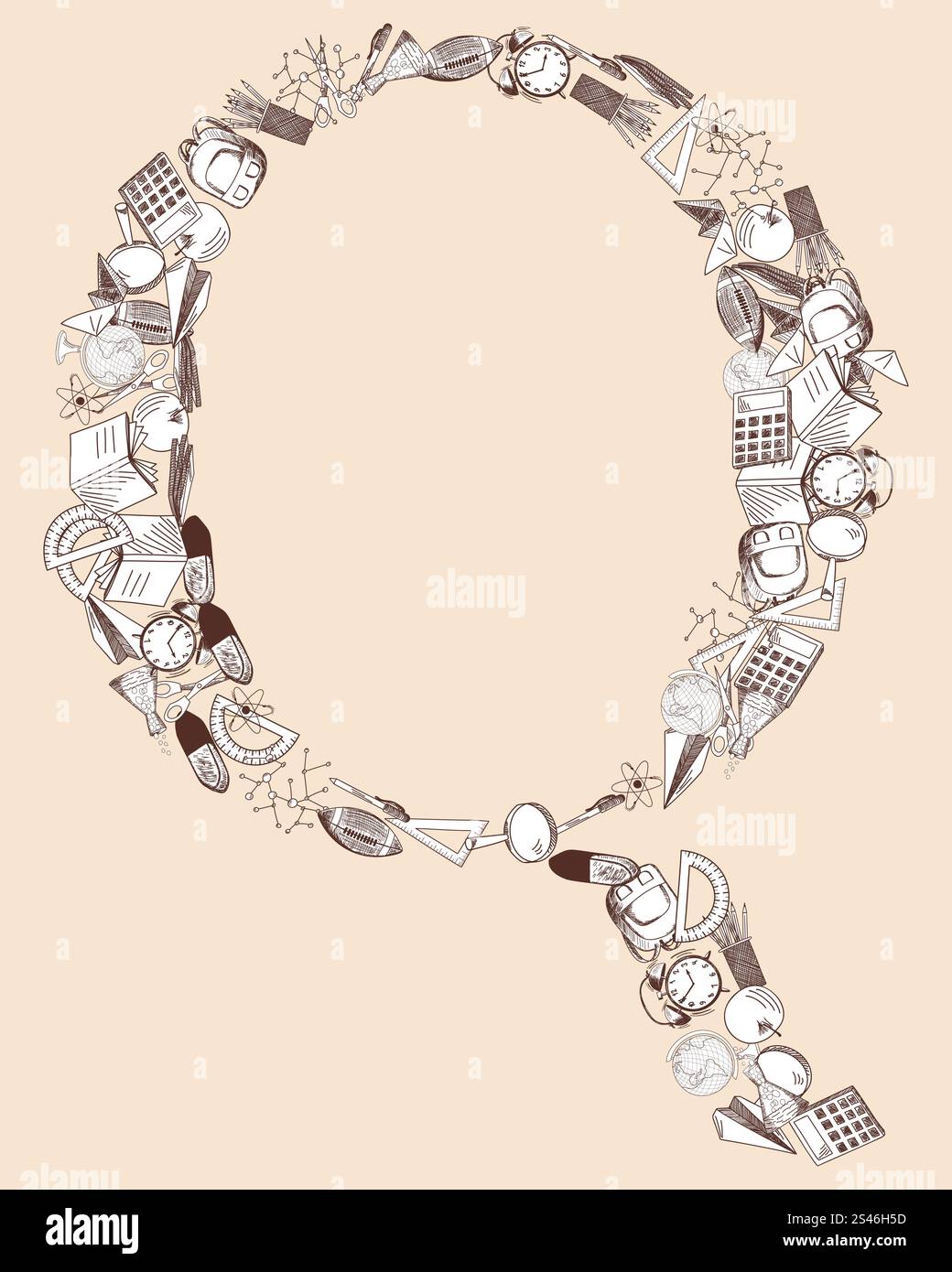 Hand drawn alphabet letter with education theme. EPS 10 vector ...