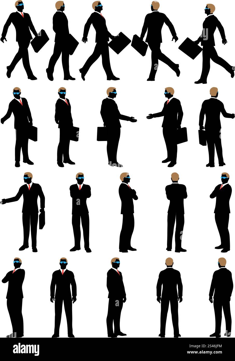 Business silhouette set. Very detail with removabale spectacles. Vector ...