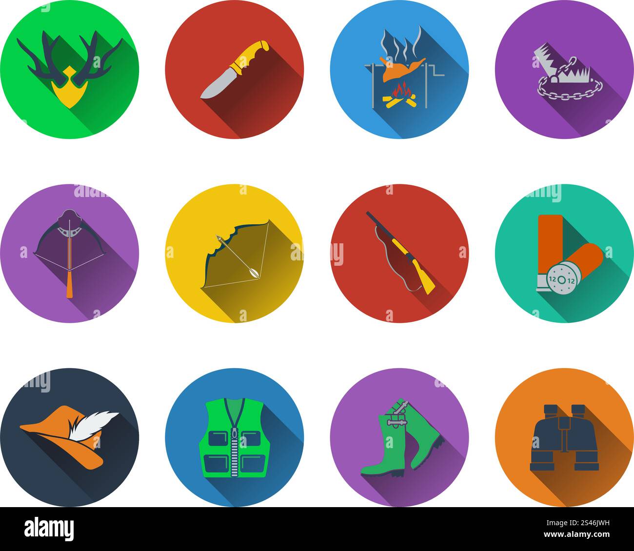 Set of hunting icons in flat design Stock Vector Image & Art - Alamy