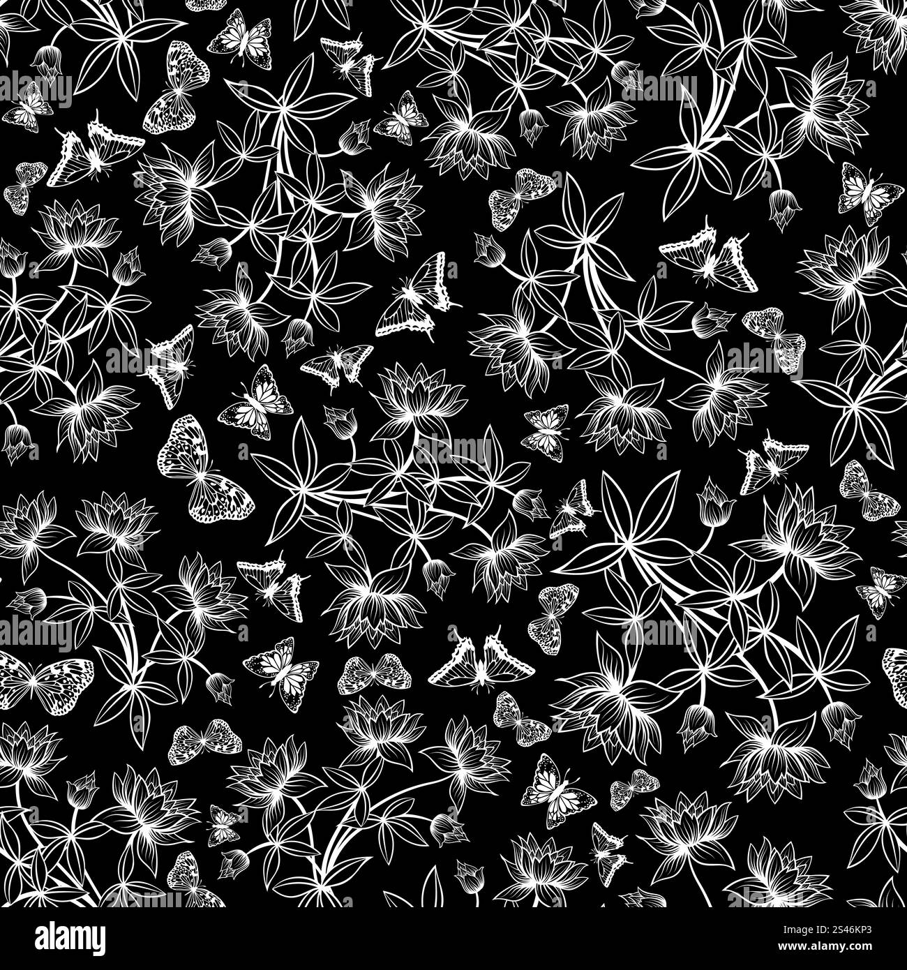 Seamless floral ornate pattern with butterflies Stock Vector Image ...