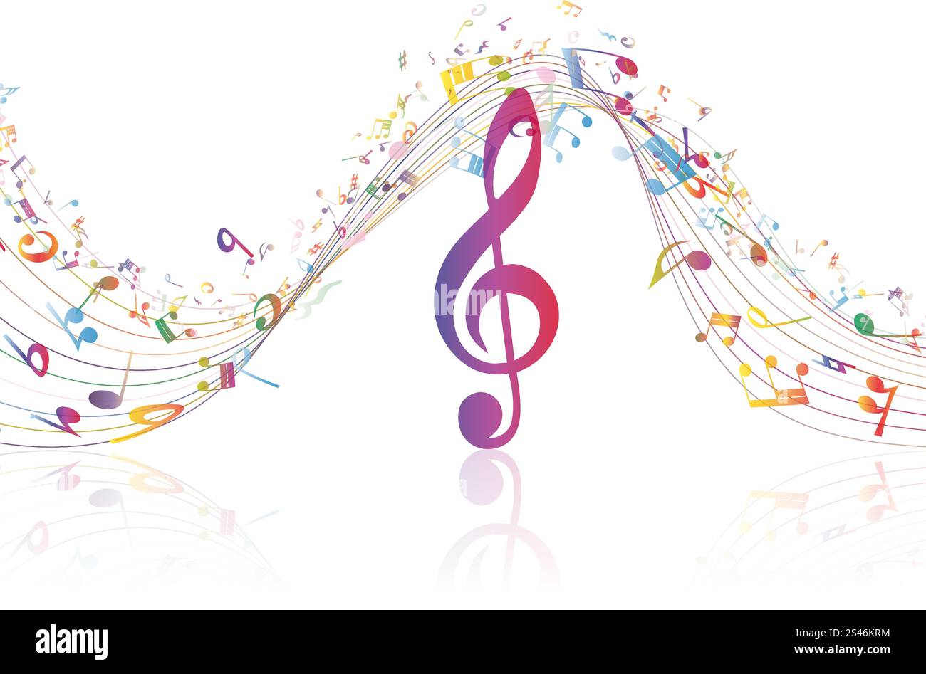 Musical Key with notes row. Illustration with transparency Stock Vector ...
