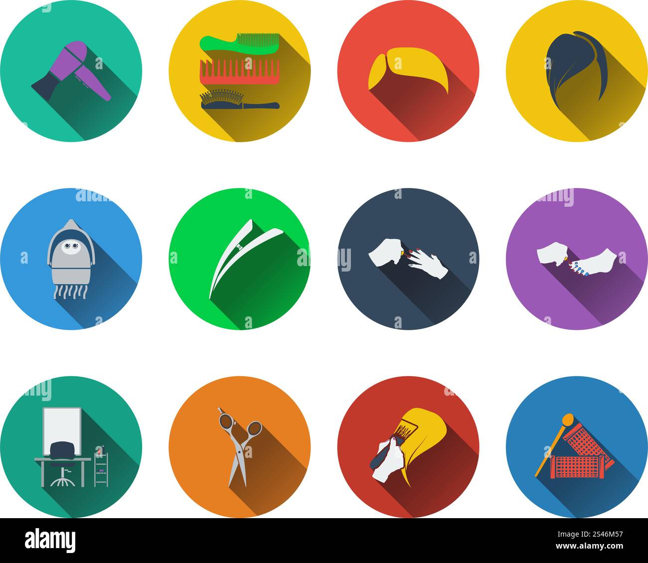 Set of barber icons in flat design. EPS 10 vector illustration with ...