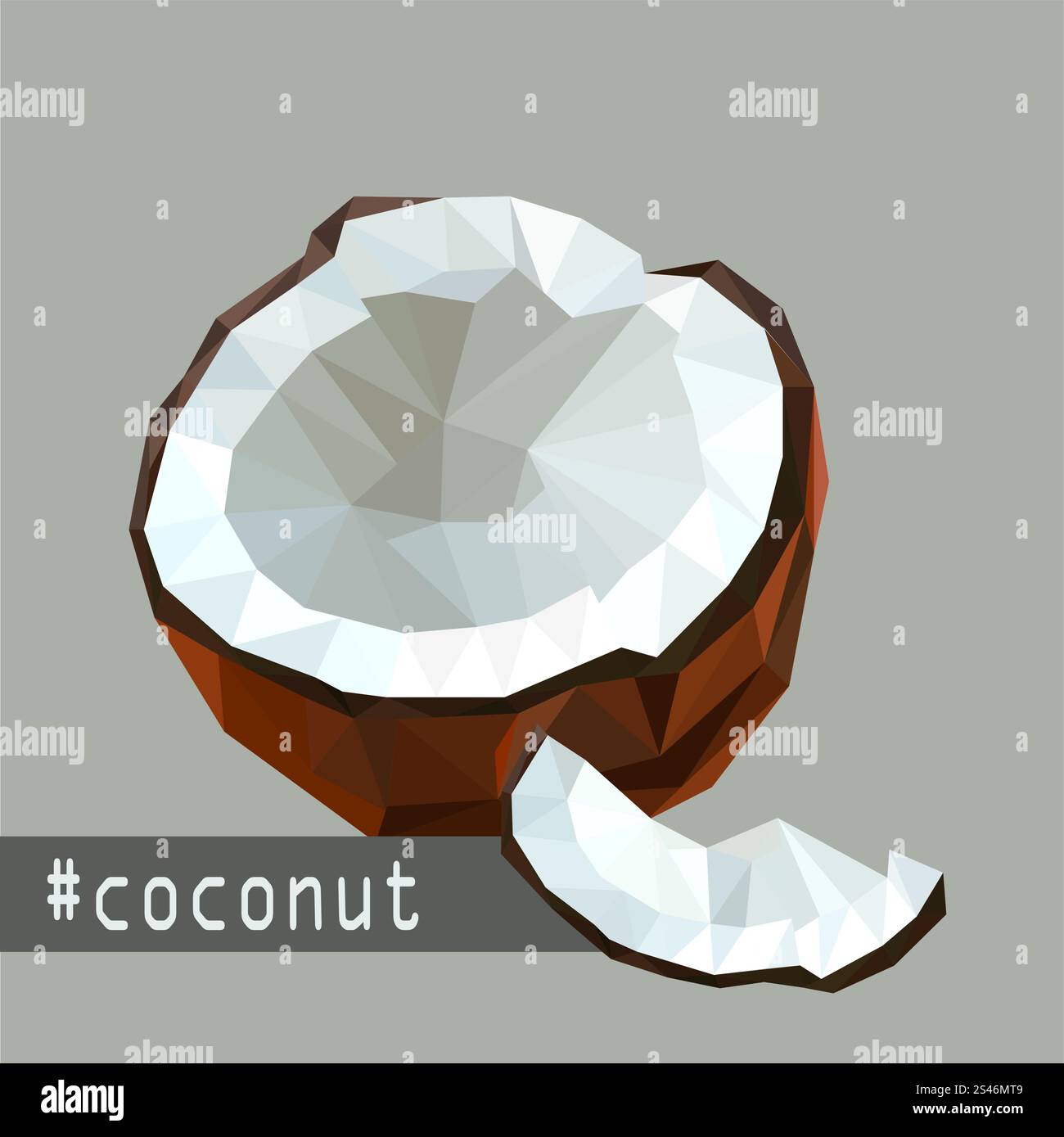 Illustration with flat origami design of coconut fruit Stock Vector ...
