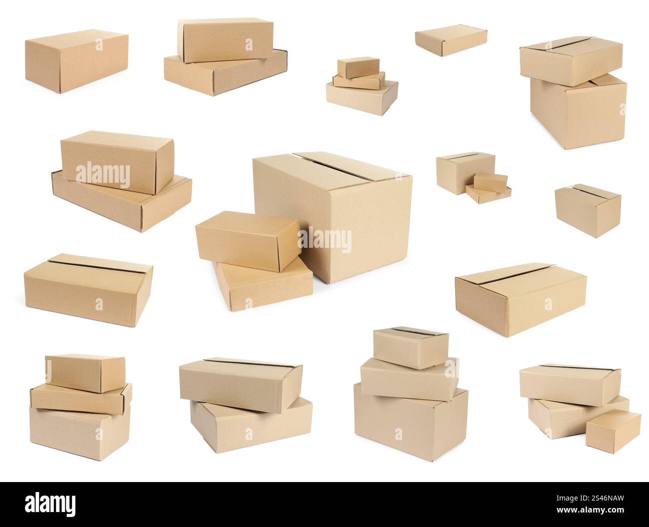 Many different parcels isolated on white, set Stock Photo - Alamy