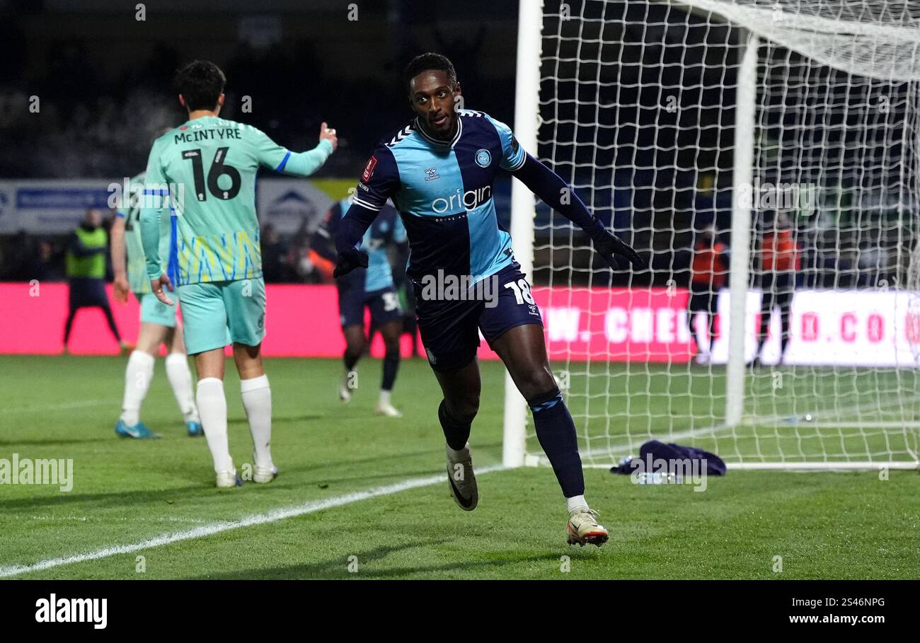 Wycombe Wanderers' Brandon Hanlan celebrates scoring their side's first ...