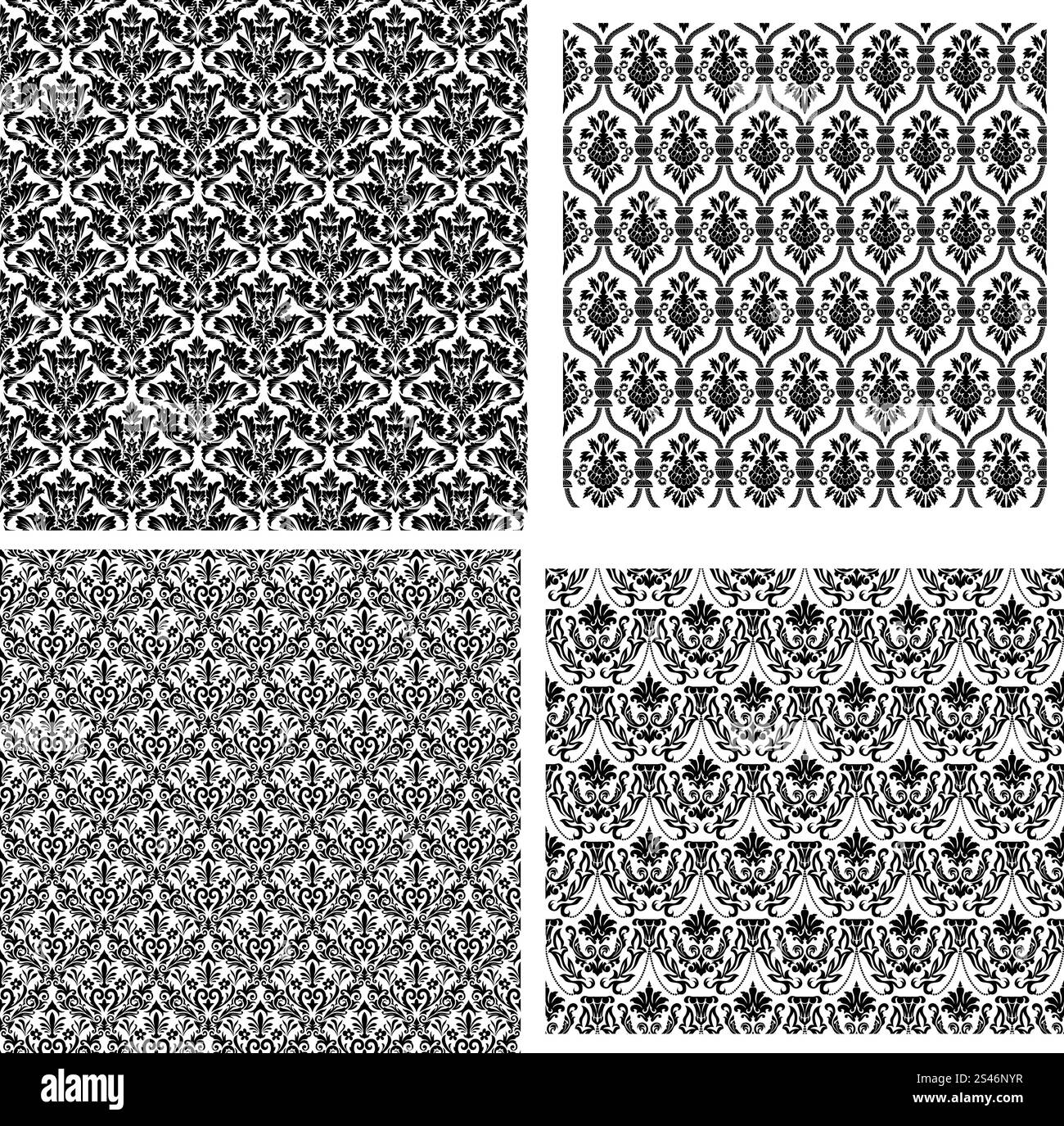 Set of 4 Damask Seamless Patterns design Stock Vector Image & Art - Alamy